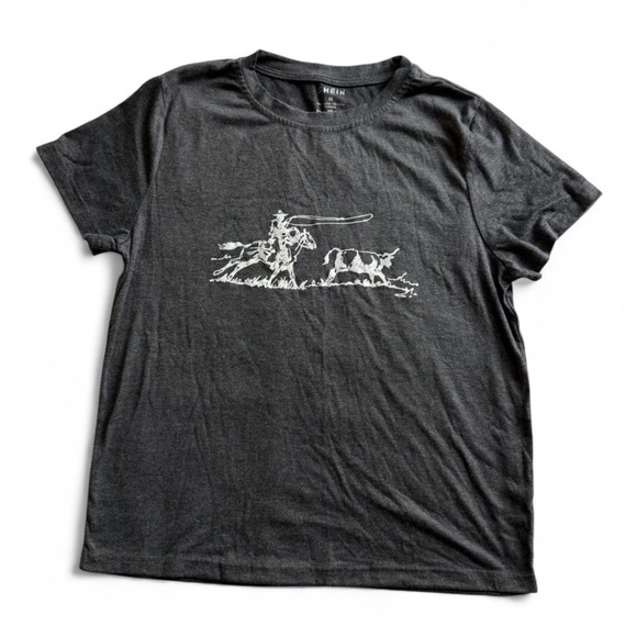 SHEIN | Tops | Shein Charcoal Grey Cowboy Roping Graphic Tee Shirt ...